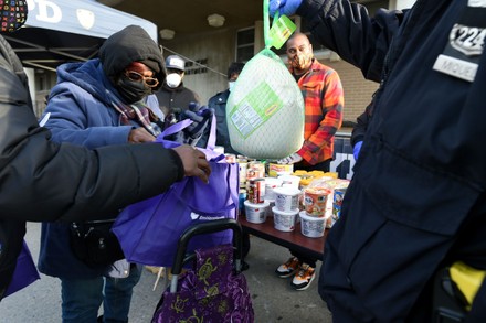 Nypd Officers Hand Out Turkeys Food Editorial Stock Photo - Stock Image ...