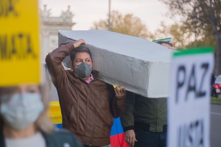 Demonstration of Colombian citizens in Madrid, Spain - 21 Nov 2020 ...
