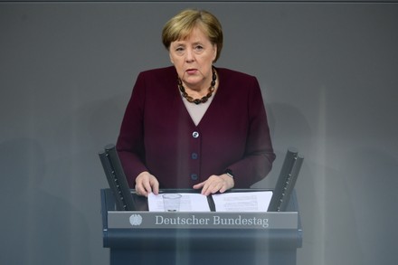 German Chancellor Angela Merkel Delivers Speech Editorial Stock Photo ...