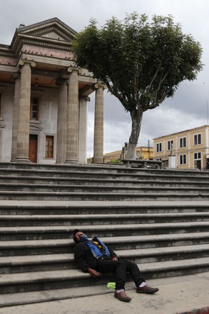 Destitute Man Sleeps On Steps Quetzaltenango Editorial Stock Photo ...