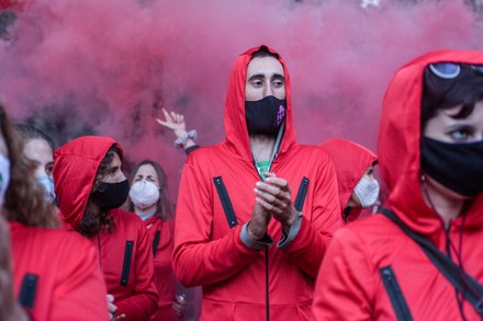 Protesters Wearing Face Masks Speak Press Editorial Stock Photo - Stock ...