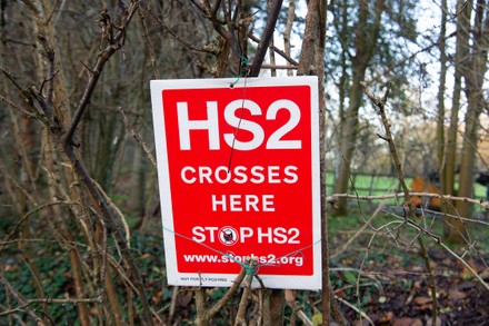 Hs2 Crosses Here Sign Woodland Wendover Editorial Stock Photo - Stock ...