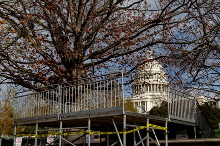 Inauguration platform construction at the U.S. Capitol, Washington DC ...