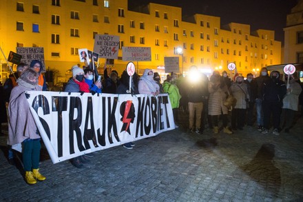 Protesters Hold Banner During Womens Strike Editorial Stock Photo ...