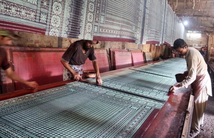 Laborers Work Traditional Ajrak Shawls Printing Editorial Stock Photo ...