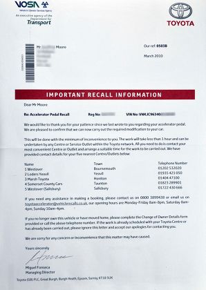Toyota Car Recall Letter Sent Out Editorial Stock Photo - Stock Image ...
