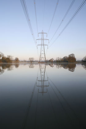 Electricity Pylon Stands Flooded Field Near Editorial Stock Photo ...