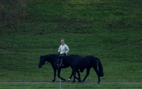 Terry Pendry The Head Groom to HM Queen Elizabeth II excercises her ...