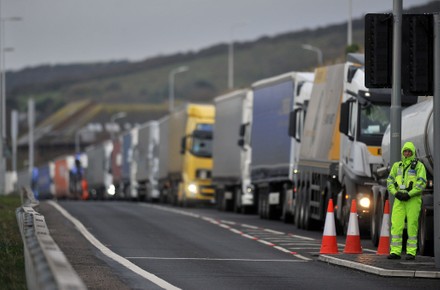 Long Queues Lorries On Roads Dover Editorial Stock Photo - Stock Image ...