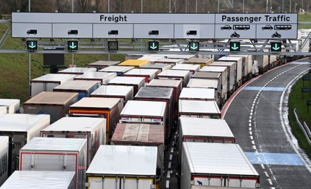 Freight Trucks Queue Entrance Channel Tunnel Editorial Stock Photo ...