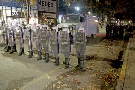 Riot Police Stand Line During Protest Editorial Stock Photo - Stock ...