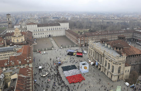 Piazza Castello Turin People Celebrating Italian Editorial Stock Photo ...