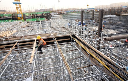 Worker Busy Construction Site China Eastern Editorial Stock Photo ...