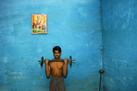 Indian Man Working Out Gym Varanasi Editorial Stock Photo - Stock Image ...