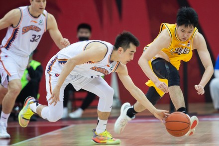 Li Jinglong Zhejiang Lions Gestures During Editorial Stock Photo ...