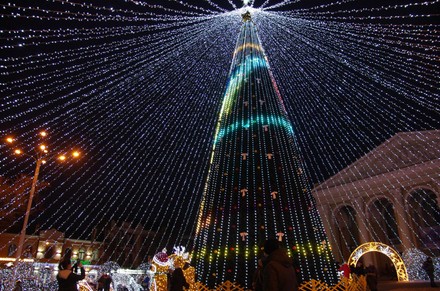 String Lights Radiate Citys Main Christmas Editorial Stock Photo ...
