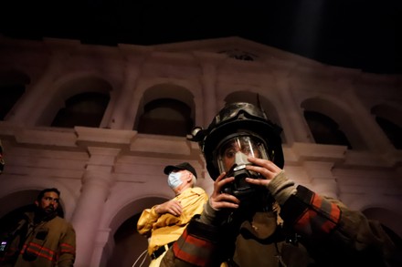 Firefighter Dons Special Equipment Enter Cabildo Editorial Stock Photo ...