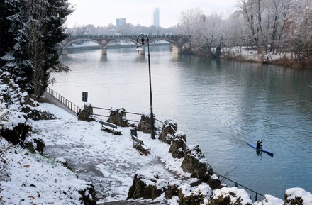 Snowfall in Turin, northern Italy - 28 Dec 2020 Stock Pictures ...