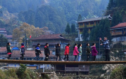 Children Walk On Newlybuilt Ironchain Bridge Editorial Stock Photo ...