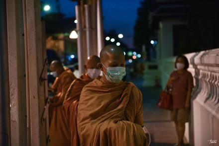 Bangkok Monks Leaving Temple Walk Receive Editorial Stock Photo - Stock ...