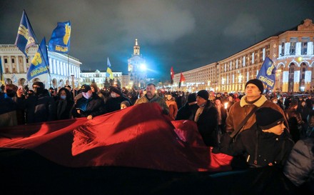 Marching People Carry Torches Nationalist Flags Editorial Stock Photo ...