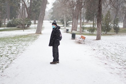 Man During Snow Storm Editorial Stock Photo - Stock Image | Shutterstock