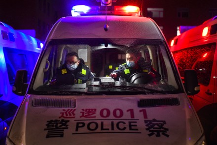 Two Policemen Check Vehicle Before Night Editorial Stock Photo - Stock ...