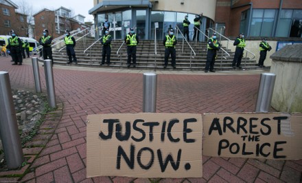 Protestors Gather Cardiff Bay Police Station Editorial Stock Photo ...
