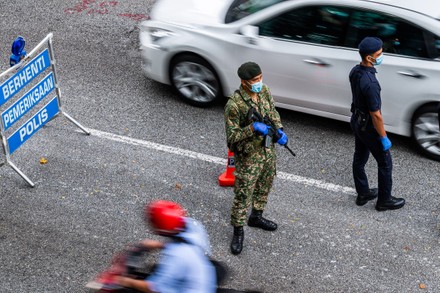 Policeman Soldier Seen Check Point Kuala Editorial Stock Photo - Stock ...