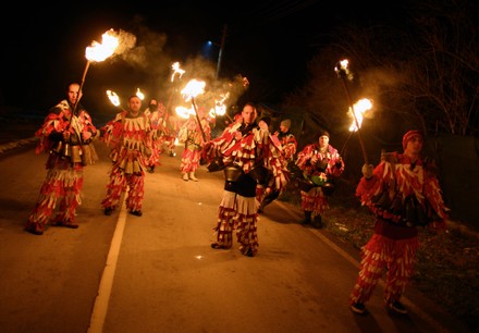 Traditional Kuker mask dance in Kosharevo, Bulgaria - 13 Jan 2021 Stock ...