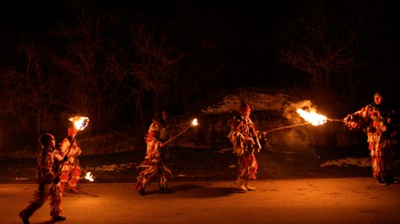 Traditional Kuker mask dance in Kosharevo, Bulgaria - 13 Jan 2021 Stock ...