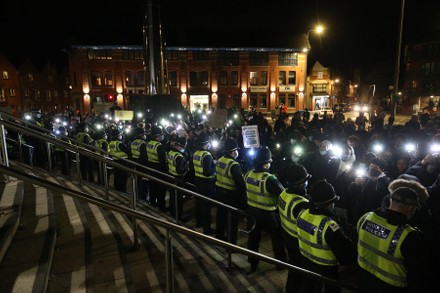 Protesters Gather Outside Cardiff Bay Police Editorial Stock Photo ...