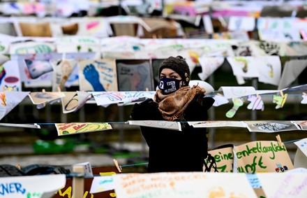 Protester Seen Next Footprints Hanging Front Editorial Stock Photo ...
