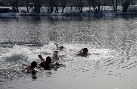 Serbian Orthodox Believers Swim Cross Cold Editorial Stock Photo ...