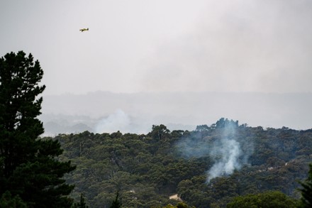 Plane Flies Over Uncontrolled Bushfire Cherry Editorial Stock Photo ...
