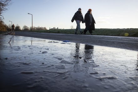 Members Public Walk Past Frozen Puddle Editorial Stock Photo - Stock ...