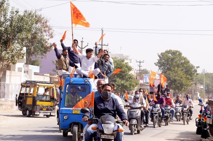 Vehicle rally for Ayodhya Ram temple in Rajasthan, Beawar, India - 24 ...