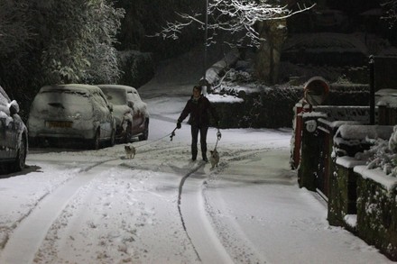 Overnight snow in Holmfirth, West Yorkshire, UK - 02 Feb 2021 Stock ...