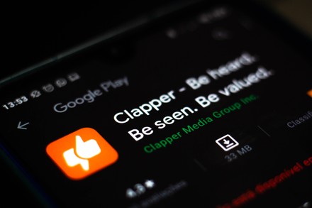 This Photo Illustration Clapper Logo Seen Editorial Stock Photo - Stock ...