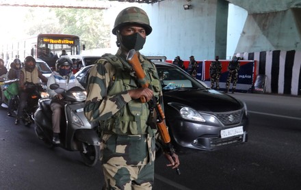 Indian Paramilitary Forces Stand On Guard Editorial Stock Photo - Stock ...