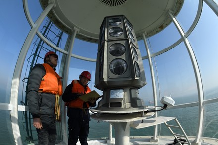 Lighthouse Keepers Check Lights Top Dagu Editorial Stock Photo - Stock ...
