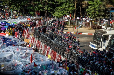 Protesters Cover Themselves Plastic Papers Umbrellas Editorial Stock ...