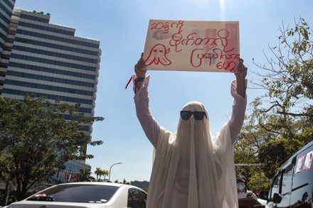 Protester Wearing Ghost Costume Displays Placard Editorial Stock Photo ...