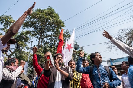 Left Wing Activists Chant Slogans During Editorial Stock Photo - Stock ...