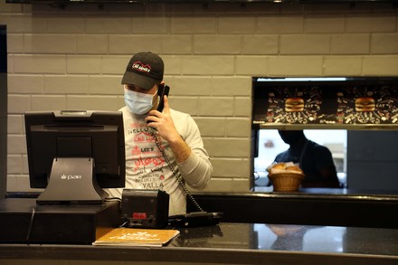 Owner Restaurant Receives Customers Ordering Calls Editorial Stock ...