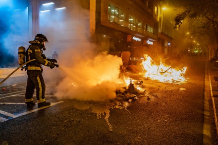 Firefighter Seen Putting Out Barricade Burning Editorial Stock Photo ...