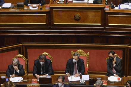 Italian Prime Minister Draghi addresses the Senate, Rome, Italy - 17 ...