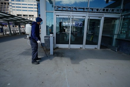 Ferry Worker Sanitizes Ferry Terminal Effort Editorial Stock Photo ...