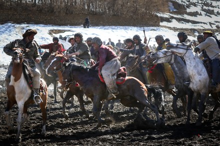 Horsemen Carry Carcass Headless Goat Towards Editorial Stock Photo ...