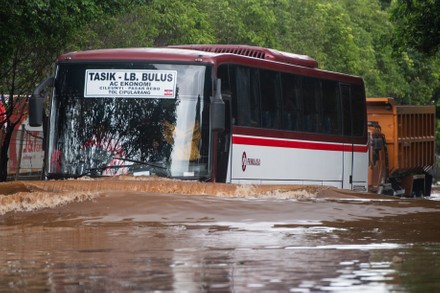 Bus Runs Through Flood Water On Editorial Stock Photo - Stock Image ...
